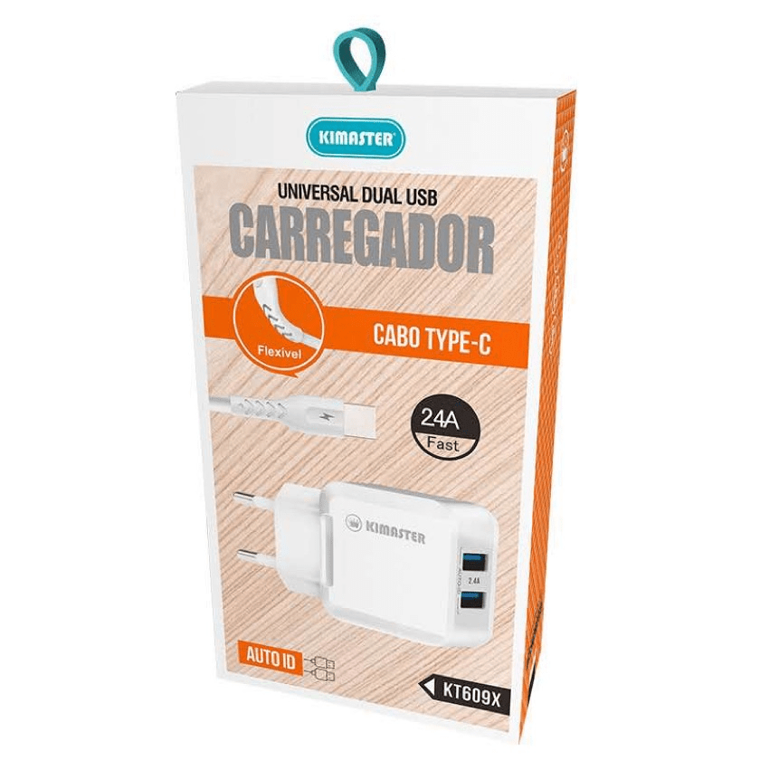 Somos especialista na venda de Carregador Kimaster Tipo C 3.4A Fast Kt609xb