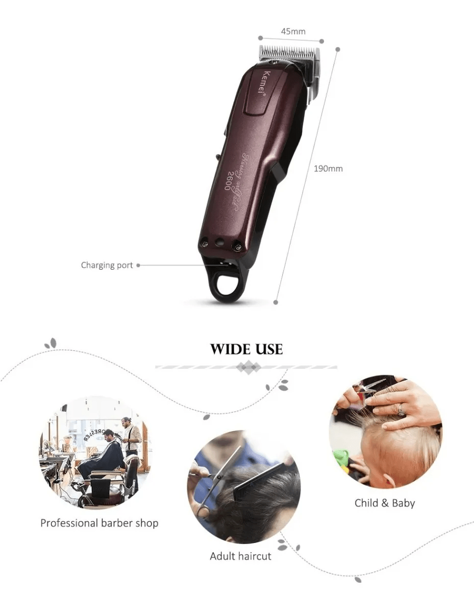 Cortador De Cabelo Kemei Km-2600 Bordô Bivolt