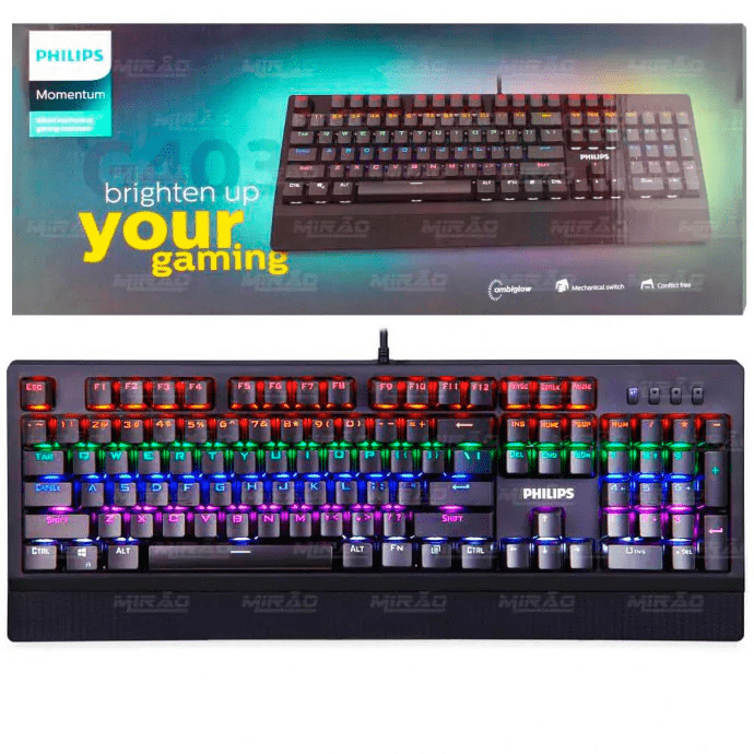 Teclado Mecânico Philips G403 SPK8403 RGB Switch Blue USB
