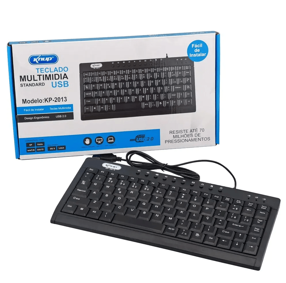 Teclado USB Mini Knup KP-2013 ABNT2 Multimídia e Silencioso ...